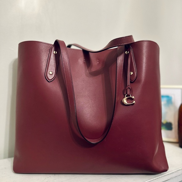 Coach | Bags | Coach Large Leather Burgundy Tote | Poshmark